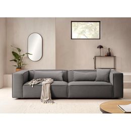 LeGer Home by Lena Gercke 3-Sitzer &raquo;PIARA, Couch mit Kedernaht, Sofa in Cord, Leinenoptik o. Strukturstoff&laquo; schwarze F&uuml;&szlig;e, bequemer Sitzkomfort...