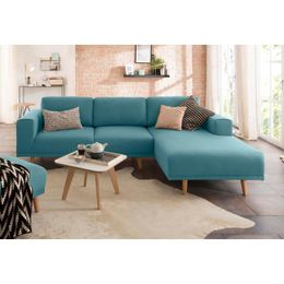 Home Affaire Ecksofa &raquo;Lasse L-Form&laquo; im scandinavischen Stil mit Holzf&uuml;&szlig;en blau Struktur fein( 100% Polyester);Filzoptik (100% Polyester);Luxus-