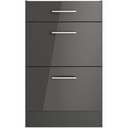 KOCHSTATION Unterschrank &raquo;KS-Milan&laquo; Auszugschrank 50 cm, matte oder hochgl&auml;nzende Fronten grau MDF
