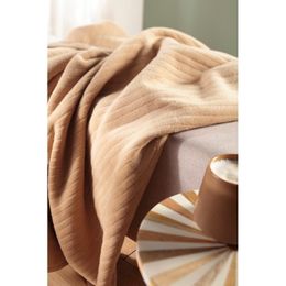 Biederlack Wohndecke &raquo;Feel mit sch&ouml;ner Hoch-Tief-Struktur&laquo; Made in Germany beige Baumwolle, Polyacryl, Polyester