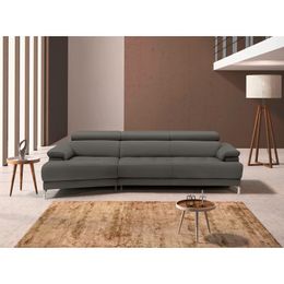 Egoitaliano Ecksofa &raquo;Soul, extravagantes Designsofa, Megasofa, super bequem, tolle Details&laquo; mit Trapez-Abschlu&szlig;element, inkl verstellbarer Kopfteile grau Leder &raquo;