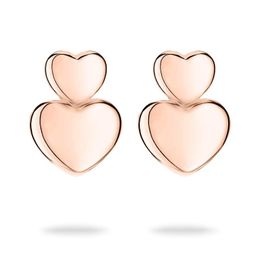 Tamaris Damen Paar Ohrstecker &raquo;Schmuck Geschenk Edelstahl Ohrringe Bold Hearts Herz&laquo; rosa