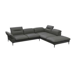 FLEXLUX Ecksofa &raquo;Salino, Funktionssofa mit Ottomane, Relaxsofa, Ecksofa&laquo; Sofa mit Arm- und Kopfteil-Verstellungen, Kaltschaum & Stahl-Wellen grau