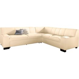 DOMO collection Ecksofa »Norma Top, elegant und modern, flache Armlehnen, L-Form« wahlweise mit Bettfunktion creme