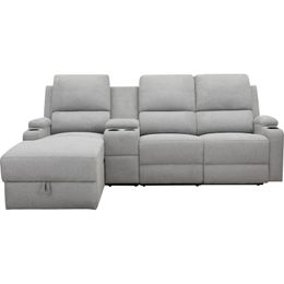 Home Affaire Ecksofa »NAPORI Multimediasofa, 3er Kinosessel XXL, L-Form, 3 Bezugsstoffe« Kinosofa mit Relaxfunktion, Getränkehalter, Staufach und...