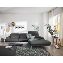 Musterring Ecksofa &raquo;MR 4580&laquo; mit Kopf- und Sitztiefenverstellung, Metallfu&szlig; chrom, 288 x 193/220cm grau 100% Polyester