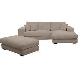 WERK2 Polstergarnitur »Eden L-Form + Hocker. Mega Couch Breite 286cm, Cord« Set, Design Ecksofa + Hocker in Cord mit besonders weichem Sitzkomfort...