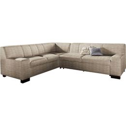 DOMO collection Ecksofa »Norma Top, elegant und modern, flache Armlehnen, L-Form« wahlweise mit Bettfunktion beige