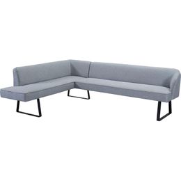exxpo - sofa fashion Eckbank &raquo;Americano&laquo; mit Keder und Metallf&uuml;&szlig;en, Bezug in verschiedenen Qualit&auml;ten silber