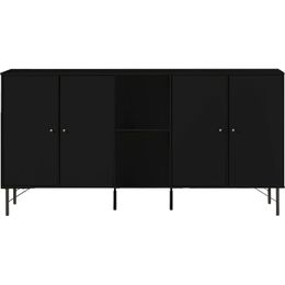 Sideboard &raquo;Mistral Kubus&laquo; mit vier T&uuml;ren und Metall F&uuml;&szlig;e, Breite: 169,8 cm schwarz Massivholz, Spanplatte