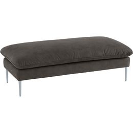 W.Schillig Hocker &raquo;enjoy&MORE&laquo; F&uuml;&szlig;e silber matt, Breite 151 cm grau Chenille-Flachgewebe R66 (85% Polyester, 15% Nylon);Longlife Xtra-Leder Z59: 