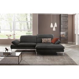 W.Schillig Ecksofa &raquo;enjoy&MORE, Designsofa, elegant und bequem, L-Form&laquo; mit Sitztiefenverstellung, F&uuml;&szlig;e Chrom gl&auml;nzend, Breite 294 cm grau Chenille-