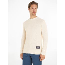 Tommy Hilfiger Strickpullover »SLUB YARN C NK« mit Logostickerei am Ärmel Calico XXL XXL Pullover in Unifarbe von Tommy Hilfiger