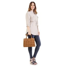 Samantha Look Damen Henkeltasche echt Leder, Made in Italy braun