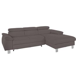 COTTA Ecksofa &raquo;Komaris L-Form, B: 244 cm&laquo; mit Kopfteilverstellung, optional Bettfunktion, Bettkasten & Licht grau Microfaser PRIMABELLE (100% 