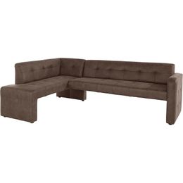 exxpo - sofa fashion Eckbank &raquo;Barista mit toller Detailverarbeitung, hohe Bodenfreiheit&laquo; Komfortsitzh&ouml;he 49cm, Frei im Raum stellbar braun Microfaser 