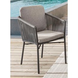 Destiny Gartensessel &raquo;LUCCA&laquo; Set, 2 Stk. tlg. Aluminium, Rope, inkl. Auflagen, stapelbar grau Bezug: 100% Polyester