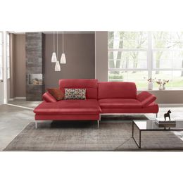 W.Schillig Ecksofa &raquo;enjoy&MORE, Designsofa, elegant und bequem, L-Form&laquo; mit Sitztiefenverstellung, F&uuml;&szlig;e Chrom gl&auml;nzend, Breite 294 cm rot Chenille-