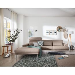 Musterring Ecksofa &raquo;MR 4580&laquo; mit Kopf- und Sitztiefenverstellung, Metallfu&szlig; chrom, 288 x 193/220cm grau 100% Polyester