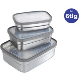 Maximex Lunchbox &raquo;Edelstahl&laquo; Set, 3 Stk. tlg. Brotdosen in 3 Gr&ouml;&szlig;en, luftdichte Deckel, sp&uuml;lmaschinengeeignet silber