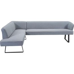 exxpo - sofa fashion Eckbank &raquo;Americano&laquo; mit Keder und Metallf&uuml;&szlig;en, Bezug in verschiedenen Qualit&auml;ten silber