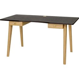 WOODMAN Schreibtisch &raquo;Nice&laquo; B/T/H: 140/70/75 cm, im skandinavian Design, Tischbeine aus massiver Eiche, FSC grau