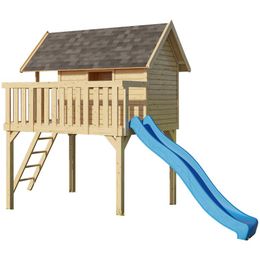 Akubi Spielturm &raquo;Fidel&laquo; BxTxH: 198x243x329,5 cm, mit Rutsche in blau beige Holzwerkstoff