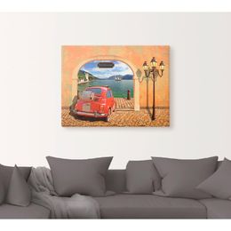 Artland &raquo;Kleiner italienischer Hafen&laquo; Auto 1 Stk. tlg. als Leinwandbild, Poster in verschied. Gr&ouml;&szlig;en orange Leinwand