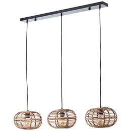 Brilliant Pendelleuchte &raquo;Woodball&laquo; E27 1 Stk. 3 flammige Bambus H&auml;ngelampe - 3x E27 max. 40 W - 142 cm x 111 cm schwarz