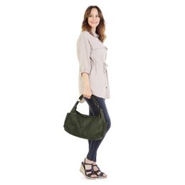 Samantha Look Damen Henkeltasche echt Leder, Made in Italy gr&uuml;n