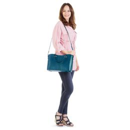 CLUTY Damen Henkeltasche echt Leder, Made in Italy blau