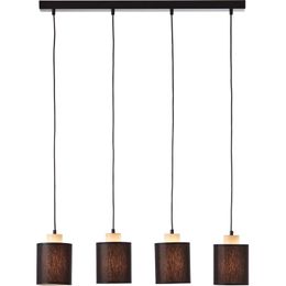 Brilliant Pendelleuchte &raquo;Vonnie&laquo; E27 1 Stk. Stoffschirme, 111cm H&ouml;he, 80 cm Breite, 4 x E27, k&uuml;rzbar, schwarz/holz schwarz