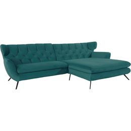 3C CANDY Ecksofa »Beatrice Designsofa in moderner Retrooptik, bequem und extravagant« mit Rückensteppung im Rautenmuster, Ohrenbacken Optik, L-Form...