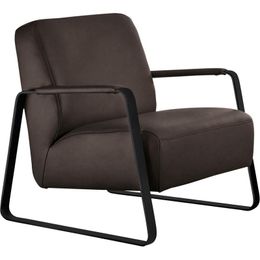 W.Schillig Cocktailsessel &raquo;quadroo Loungesessel,&laquo; mit bezogenen Armlehnen, Gestell in Schwarz pulverbeschichtet braun Velourgewebe V41 (100% Polyester
