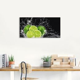 Artland &raquo;Limone mit Spritzwasser&laquo; Obst Bilder 1 Stk. tlg. als Leinwandbild, Poster, Wandaufkleber in verschied. Gr&ouml;&szlig;en gr&uuml;n Leinwand