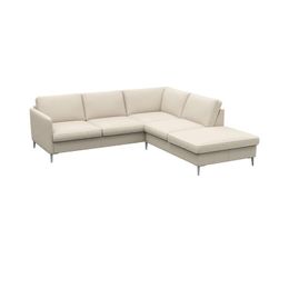 FLEXLUX Ecksofa &raquo;Fiore, L-Form&laquo; schmale Armlehnen, F&uuml;&szlig;e alufarben, B/T 234/225 cm, Kaltschaum im Sitz wei&szlig; 100% Echteder