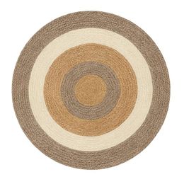 MyFlair Teppich &raquo;Terra Rings&laquo; rund 10 mm H&ouml;he Juteteppich, handgeflochten, Wendeteppich, gestreift, reine Naturfaser beige Jute