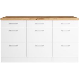 KOCHSTATION Unterschrank &raquo;KS-Milan&laquo; Auszugschrank 150 cm, matte oder hochgl&auml;nzende Fronten wei&szlig;