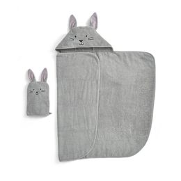 Christy Handtuch Set &raquo; Baby Hase&laquo; Set 2 Stk. Walkfrottier 1 Kapuzen-Badetuch (95x90 cm) und 1 Waschhandschuh (23x15 cm) grau Walkfrottier, Obermaterial: 100% 
