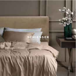 Schiesser Bettw&auml;sche &raquo;Ella seidenmattes Premiumbettw&auml;scheset aus feinstem Baumwollsatin&laquo; 2 Stk. tlg. Made in Green braun Satin, Obermaterial: 100% Baumwolle