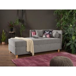 Alina Schlafsofa &raquo;Kona&laquo; 7-Zonen Taschenfederkernmatratze, Zierkissen-Set und Schlummerrollen grau Chenille GCP (100% Polyester)