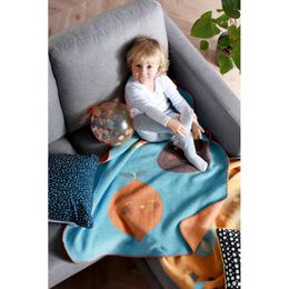 Biederlack Babydecke &raquo;Little Fruits&laquo; mit lustigen Fr&uuml;chten, Kuscheldecke blau Baumwolle, Polyacryl, Polyester
