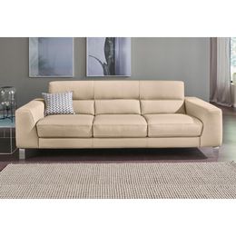 Calia italia 3-Sitzer &raquo;Simon, toller Sitzkomfort, italienisches Designsofa&laquo; in zwei Lederqualit&auml;ten beige Leder SORRENTO - 100% Leder;Leder BULL - 100