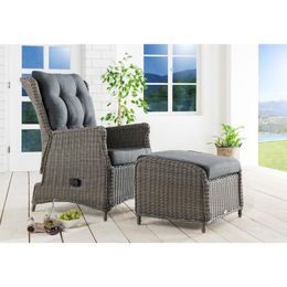 Destiny Gartenlounge-Set »CASA RELAX CASA« 1x Sessel, 1x Fußhocker, inkl. Auflagen, 4 Stk. tlg. Aluminium, Polyrattan vintage grau/anthrazit +...