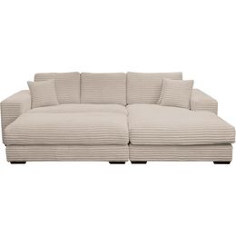 WERK2 Polstergarnitur &raquo;Eden L-Form + Hocker. Mega Couch Breite 286cm, Cord&laquo; Set, Design Ecksofa + Hocker in Cord mit besonders weichem Sitzkomfort 