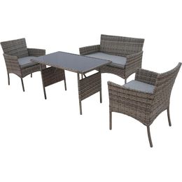 Konifera Gartenlounge-Set &raquo;Balkonset &raquo;Ronda&laquo;&laquo; Set, 1x2er Sofa, 2 Sessel, Tisch 56x110x65 cm, inkl. Auflagen, 7 Stk. tlg. Stahl/Polyrattan schwarz 
