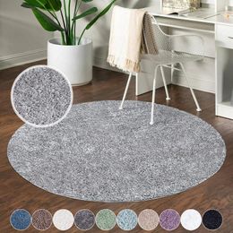 Carpet City Hochflor-Teppich &raquo;City Shaggy&laquo; rund 30 mm H&ouml;he Teppich Langflor, Uni, Shaggy, flauschig-weich grau Polypropylen