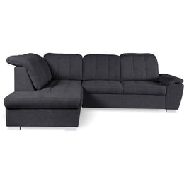 WERK2 Ecksofa &raquo;Brindisi, Multifunktion, bequem & komfortabel, Breite 263cm, L-Form&laquo; mit verstellbaren Kopfteilen, Bettfunktion & Bettkasten grau 95% 