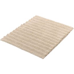 Kleine Wolke Badematte &raquo;Yara&laquo; H&ouml;he 5 mm beidseitig nutzbar fu&szlig;bodenheizungsgeeignet Badteppich, Uni Farben, gestreift, waschbar beige Baumwolle