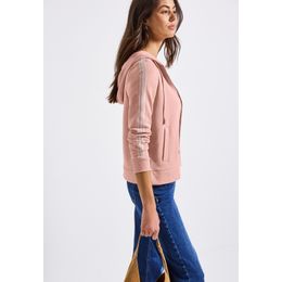 Kapuzensweatshirt Street One, Damen, Gr. 36, faded rose, Sweatware, Obermaterial: 65% Baumwolle, 35% Polyester. Futter: 100% Baumwolle, unifarben, regular fit normal, ohne Ausschnitt, Rippb&uuml;ndchen, Sweatshirts, mit Gallon Streifen